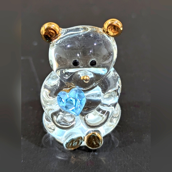 Art | Fenton Miniature Crystal Wgold Accent March Teddy Bear | Poshmark